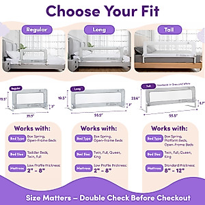 Bed Rail for Toddlers - Extra Long Toddler Bedrail Guard for Kids Twin, Double, Full Size Queen & King Mattress - Baby Bed Rails for Children (Grey XL)