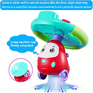 Bibibi Suction Toys for Baby Steering Wheel Toy with Music and Car Sound, Sensory Toys for 1 Year Old, 1st First Birthday Gifts Boys Suction Cup Toys 12 18 Months Girls Toddler Kid 1 3