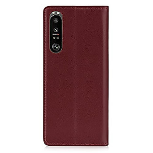 32nd Classic Series 2.0 - Real Leather Book Wallet Case Cover for Sony Xperia 1 III (2021), Real Leather Design with Card Slot, Magnetic Closure and Built in Stand - Burgundy