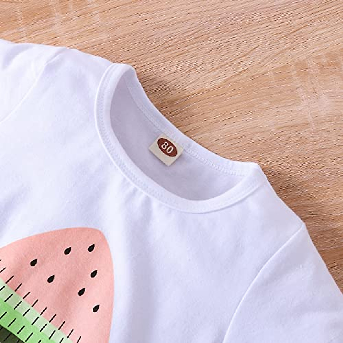 Aimaopao Toddler Baby Girls Summer Clothes Watermelon Print T-shirt Linen Short Sets With Belt Outfits for 1-5 Years Old (Watermelon Pink, 3-4T)