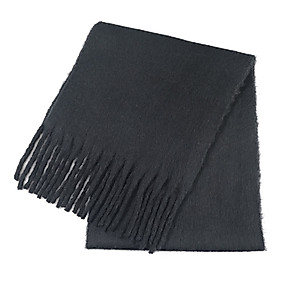 SUNDSGT Big Scarf Coloured Oversized Tassel Soft Fall Winter Thick Scarf Warm Shawl Women (Black)