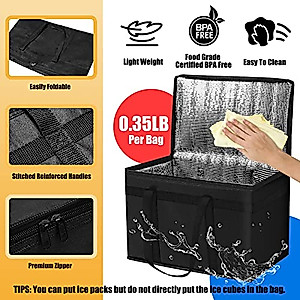 2 Pack X-Large Insulated Bag 30L Cooler Bags Insulated for Travel Pizza Bag Food Delivery Bag Insulated Reusable Grocery Bags Warm & Cooler Bags for Food & Grocery Hold for 1.5H（15.7W x 13H x 9.1D）