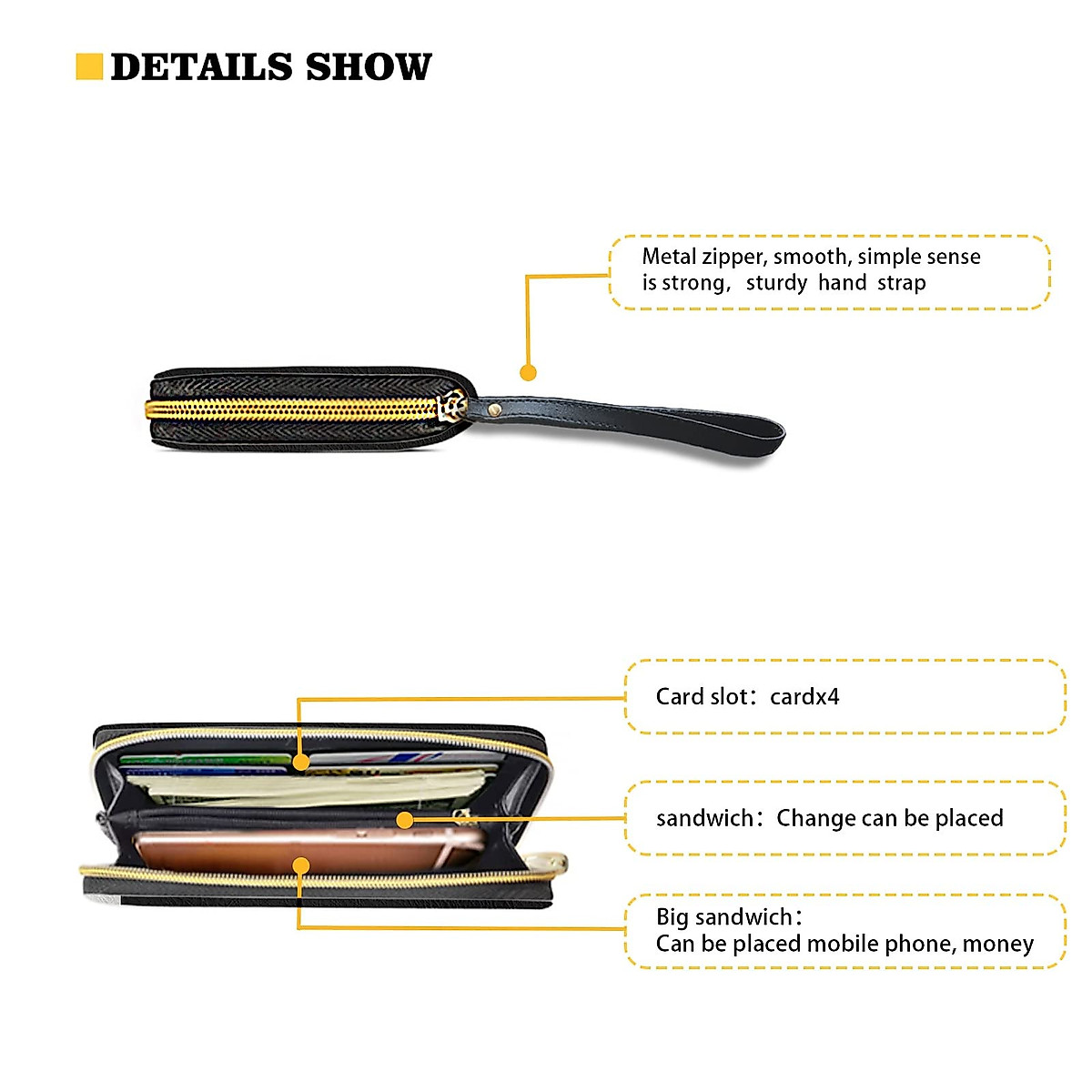 Xpyiqun Sunflower Cow Zipper Leather Women's Wallet Slim Long Fashion Clucth Purse with Wristlet Credit Card Holder for Teen Girls Boys Female Cell Phone Bag Coin Pouches