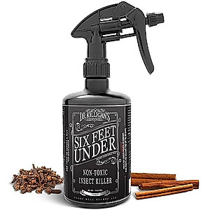 Dr. Killigan's Six Feet Under Non Toxic Insect Killer Spray | Indoor Natural Pest Control | Flea, Tick, Pantry & Clothing Moths, Ant, & Cockroach | Family Friendly, Pet Safe (24 oz)