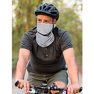 3 Pieces Men Sun Protection Face Cover Bandana Neck Gaiter Breathable Adjustable Outdoor Sunscreen Cover for Fishing Cycling (Black, Grey, Dark Blue)
