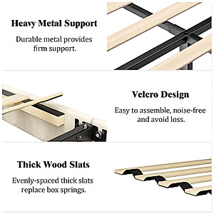 HAOARA Queen Size Velvet Bed Frame with Vertical Chanel Tufted Headboard and Wingback, Upholstered Platform Bed, Strong Wooden Slats, No Box Spring Needed, Beige