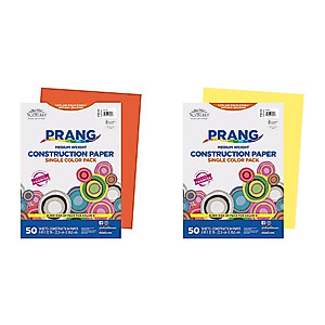 Prang (Formerly SunWorks) Construction Paper, Orange, 9" x 12", 50 Sheets & Prang (Formerly SunWorks) Construction Paper, Yellow, 9" x 12", 50 Sheets