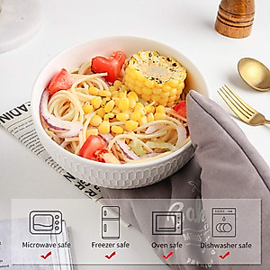 KOOV 24 Ounce Soup Bowl Set, Porcelain Cereal Bowls Microwave And Dishwasher Safe, Kitchen Bowls For Oatmeal Breakfast, Chip, Rice, Ceramic Bowls Set of 4 (Blue Series)