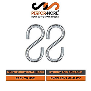 Performore 3 Inch S-Shaped Nickel Hooks Hangers Heavy-Duty Stainless Steel Nickel Hanger Storage Rack for Closet, Work Shop, Bathroom, Garden, House Kitchen (2 Pack)