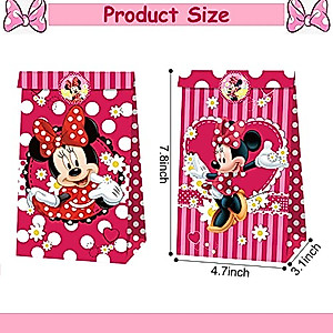 12 PCS Mouse Party Bags with Stickers, Mouse Gift Paper Bags, Party Gift Goody Treat Candy Bags for Mouse Party Themed Birthday Decorations