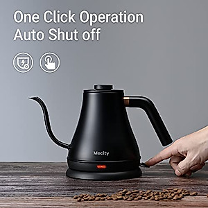 Mecity Electric Kettle Gooseneck Water Kettle Stainless Steel Tea Kettle Water Boiler Fast Heating, Auto Shut Off, 27 Ounce, 1000W, Matte Black