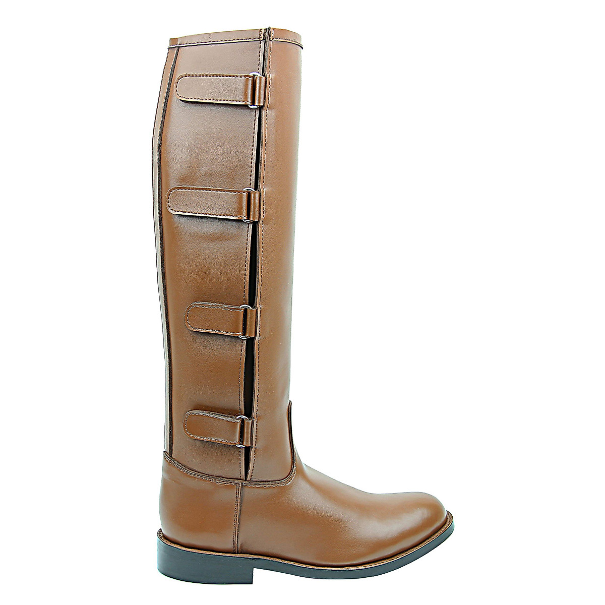 Hispar Women Ladies Spirit Polo Players Boots Tall Knee High Leather Equestrian - Tan 9 Plus Calf