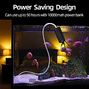 USB Fish Oxygen Air Pump Aquarium Ultra Quiet Oxygen Pump for Fish Tank with Hanging Buckle and Check Valve - Black…