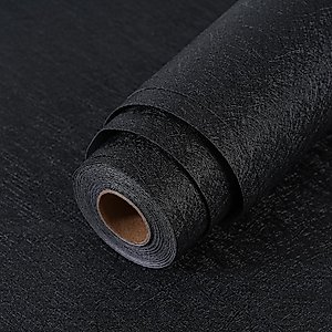 LOVADA Peel and Stick Wallpaper Black Silk Wall Paper - 15.7 x 98 Inch Self Adhesive Wallpaper Peel and Stick, Easy to Paste Wall Contact Paper for Stand Liner, Table and Door Makeover Decor