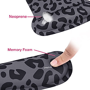 MOSISO Leopard Grain Wrist Rest Support for Mouse Pad&Keyboard Set&Laptop Shoulder Bag Compatible with MacBook Air 15/Pro 16/Pro 15,15-15.6 inch Notebook,Leopard Grain Briefcase Sleeve with Belt,Black