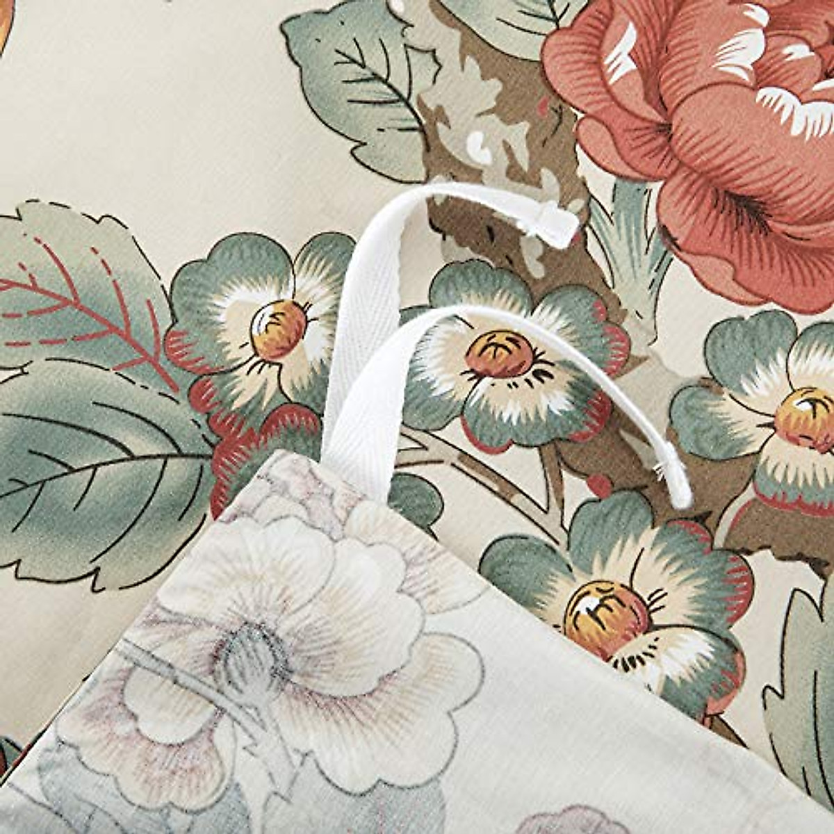 Eikei Home Chinoiserie Chic Peacock Floral Duvet Cover Paradise Garden Botanical Bird and Tree Branches Vintage Stylized Long Staple Cotton Bedding Set (Autumn Red, King)