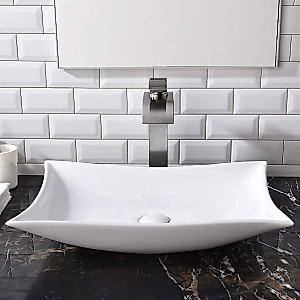 SHACO Contemporary 22.44" X 14.57" Porcelain Ceramic Above Counter Bathroom Vessel Sink, Countertop Bowl Lavatory Vanity Big Bathroom Sink