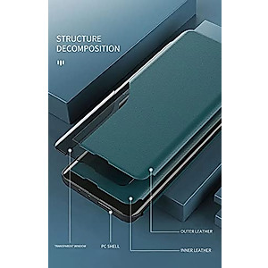 YukeTop Cover for Oppo Reno2 F Case, with Stand, Clear Window + Leather + PC, Flip Cover, Cover Protection for Oppo Reno2 F.(Green)