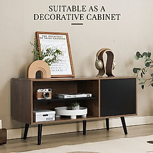 AVAWING 42 Inch TV Stand with Storage, Modern Media Console, Mid Century Modern TV Stand for Bedroom, Livng Room Entertainment Center, Rustic Brown