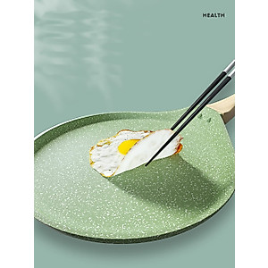 LI-GELISI Double-Sided Non-Stick Nonstick Crepe Pan, Swiss Granite Coating Dosa Pan Pancake Flat Skillet Tawa Griddle PFOA & PTFEs Free Coating (7.1 inch Apple Green)