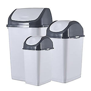 Superio Swing Top Trash Can, Waste Bin for Home, Kitchen, Office, Bedroom, Bathroom, Ideal for Large or Small Spaces - White Smoke (3 Pack- 4.5 Gal, 9 Gal, 13 Gal)