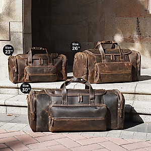 Polare 30" Leather Duffel Weekender Travel Bag For Men With Full Grain Cowhide Leather XX-Large 72L