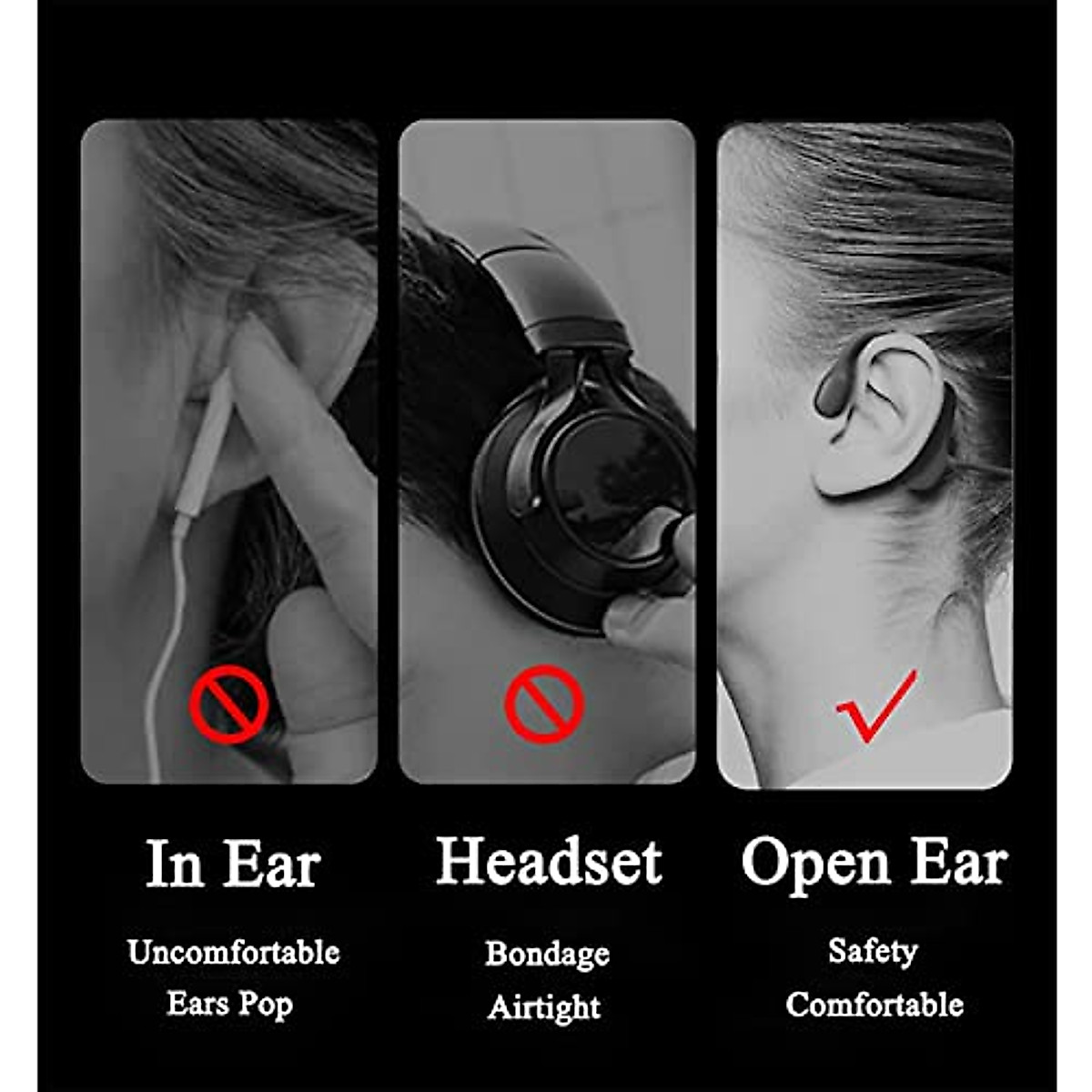 TEDATATA Bluetooth Headphones Bone Conduction Headphones in-Ear Noise-Canceling Headphones, Suitable for Sports Running Headphones, Men and Women New