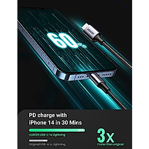 UGREEN USB C to Lightning Cable 6FT - MFi Certification Lightning Cable Compatible with iPhone 14/14 Pro/14 Pro Max, iPhone 13/12/11/X/XR/XS/8 Series, iPad 9, AirPods Pro, and More