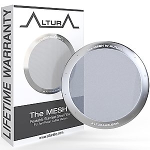 The MESH: Reusable Metal Filter for AeroPress Coffee Maker. Also Fits AeroPress Go coffee press. No More Paper Filters