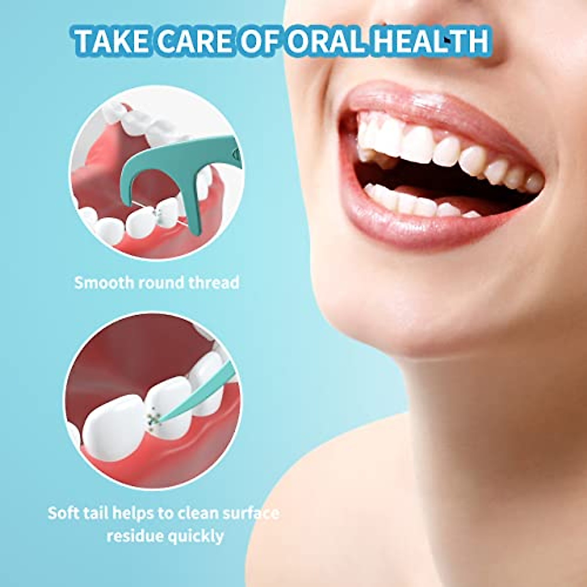 Dental Floss Picks, 5 Travel Floss Cases 300 Counts Dental Flossers,Floss Sticks,Tooth Floss,Dental Sticks,Dental Picks Disposable,Teeth Flossers Picks (Pack of 5, 300) (300Count)