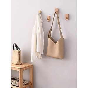 Wooden Wall Mounted Coat Rack, Wooden Coat Hanger Hat Rack, Wall Hooks Hat Rack, for Hanging Coats Clothes Robes Towels Hats, Natural (4PCS Single Hook)
