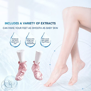 THXSILK 100% Pure Mulberry Silk Hyaluronic Acid Sleep Socks for Women Men Soft Skin Whitening Moisture Heal and Treat Dry Cracked Heels, Sock Length 9.65", Grey