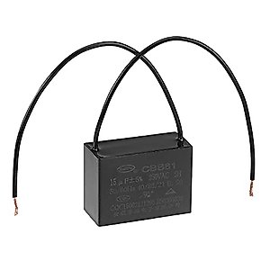 uxcell Ceiling Fan Capacitor CBB61 15uF 250V AC 2 Wires Metallized Polypropylene Film Capacitor 47x34x22mm for Electric Fan Pump Motor Generator