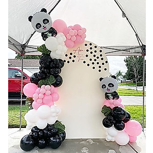 143PCS Black White Pink Balloon Garland Kit Panda Foil Balloons for Panda Themed Party Supplies Baby Shower Birthday Decorations