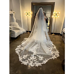 EllieWely Cathedral Length 1 Tier Lace Wedding Bridal Veil F13 3 M Ivory