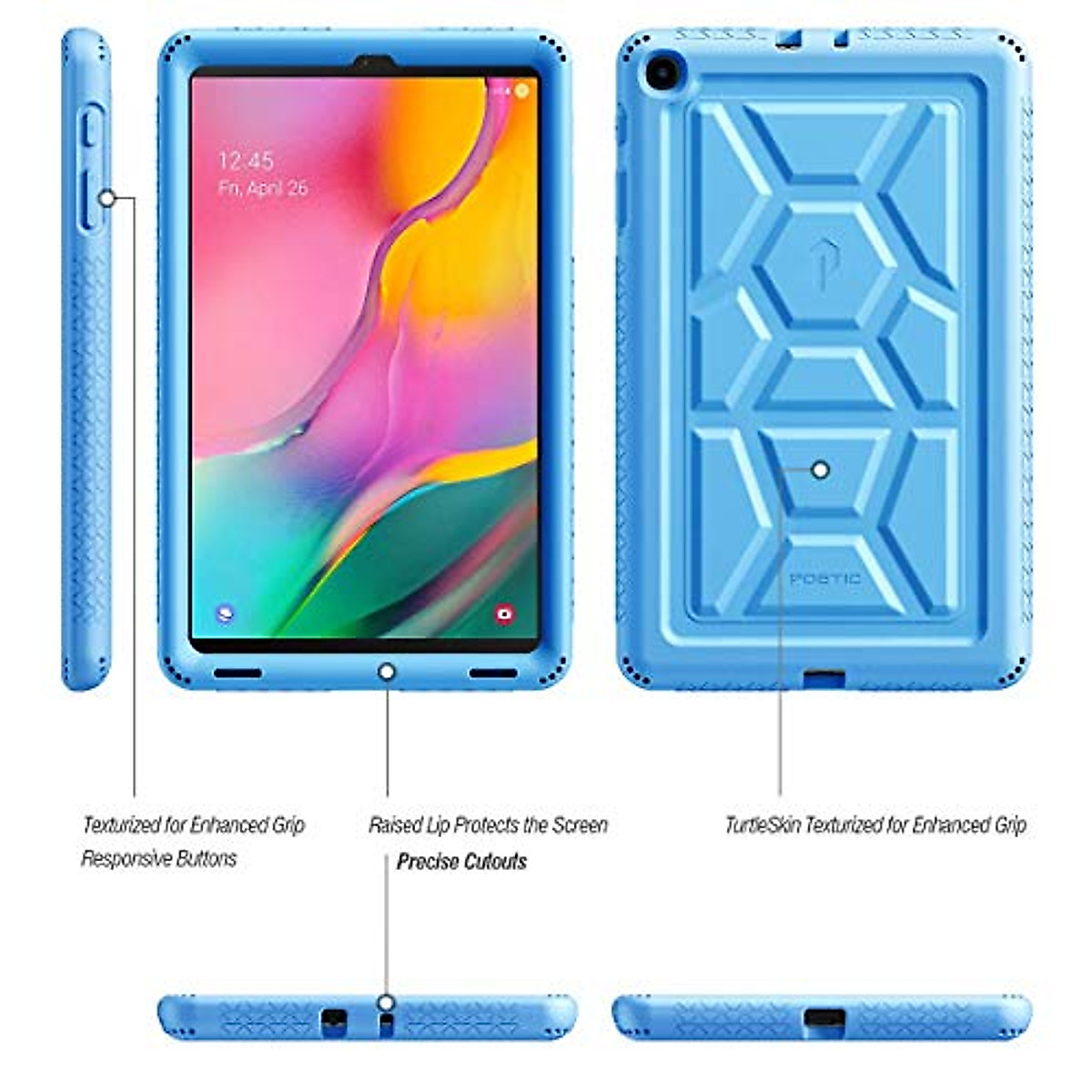Poetic TurtleSkin Heavy Duty Case Designed for Galaxy Tab A 10.1 2019, Model SM-T510/T515, Rugged Shockproof Drop Protection Kids Friendly Silicone Cover Case, Blue