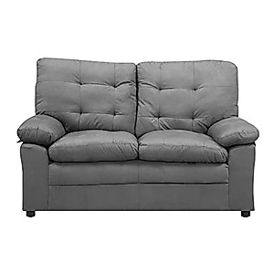 Urban Home Furniture Urban Home Loveseat Padded Arms, Grey Microfiber Love Seats