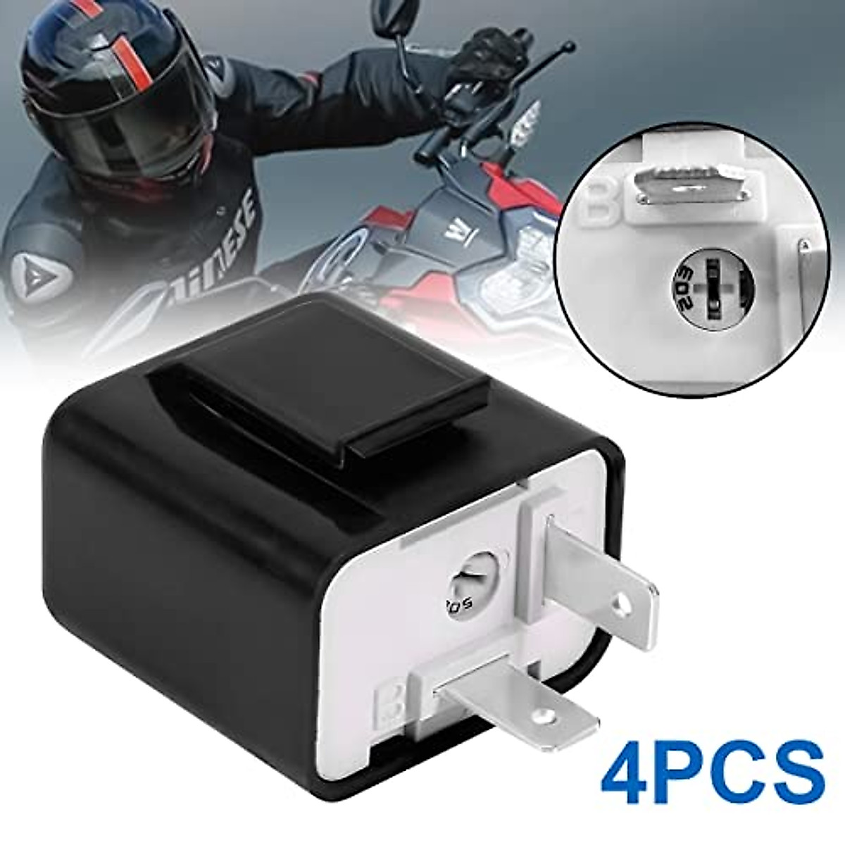zipelo 2 Pin LED Electronic Turn Signal Flasher Relay, 4 PCS 12V Speed Adjustable LED Indicator Flasher Relay Fix for Turn Signal Light & Hazard Warn Hyper Fast Flash for Car and Motorcycle (Black)