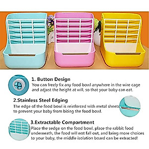 2 in 1 Food Hay Feeder for Guinea Pig, Rabbit, Indoor Hay Feeder for Guinea Piggies, Bunnies, Chinchilla, Feeder Bowls for Grass and Food, Pink