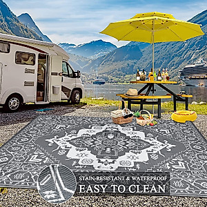 Pauwer Waterproof Outdoor Rug 9'x12', Reversible Outdoor Plastic Straw Rug, Outdoor Patio Rug for Camping, Outside RV Mat, Indoor Outdoor Rugs Carpet for RV, Picnic, Backyard, Deck, Balcony, Porch