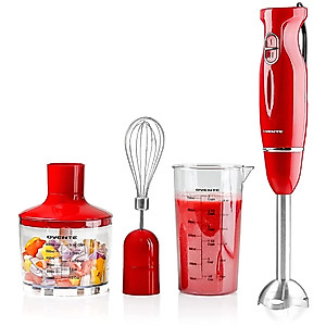 OVENTE Immersion Electric Hand Blender 300 Watt Power 2 Mix Speed with Stainless Steel Blades & Portable 5 Speed Mixing Electric Hand Mixer with Stainless Steel Whisk Beater Attachments