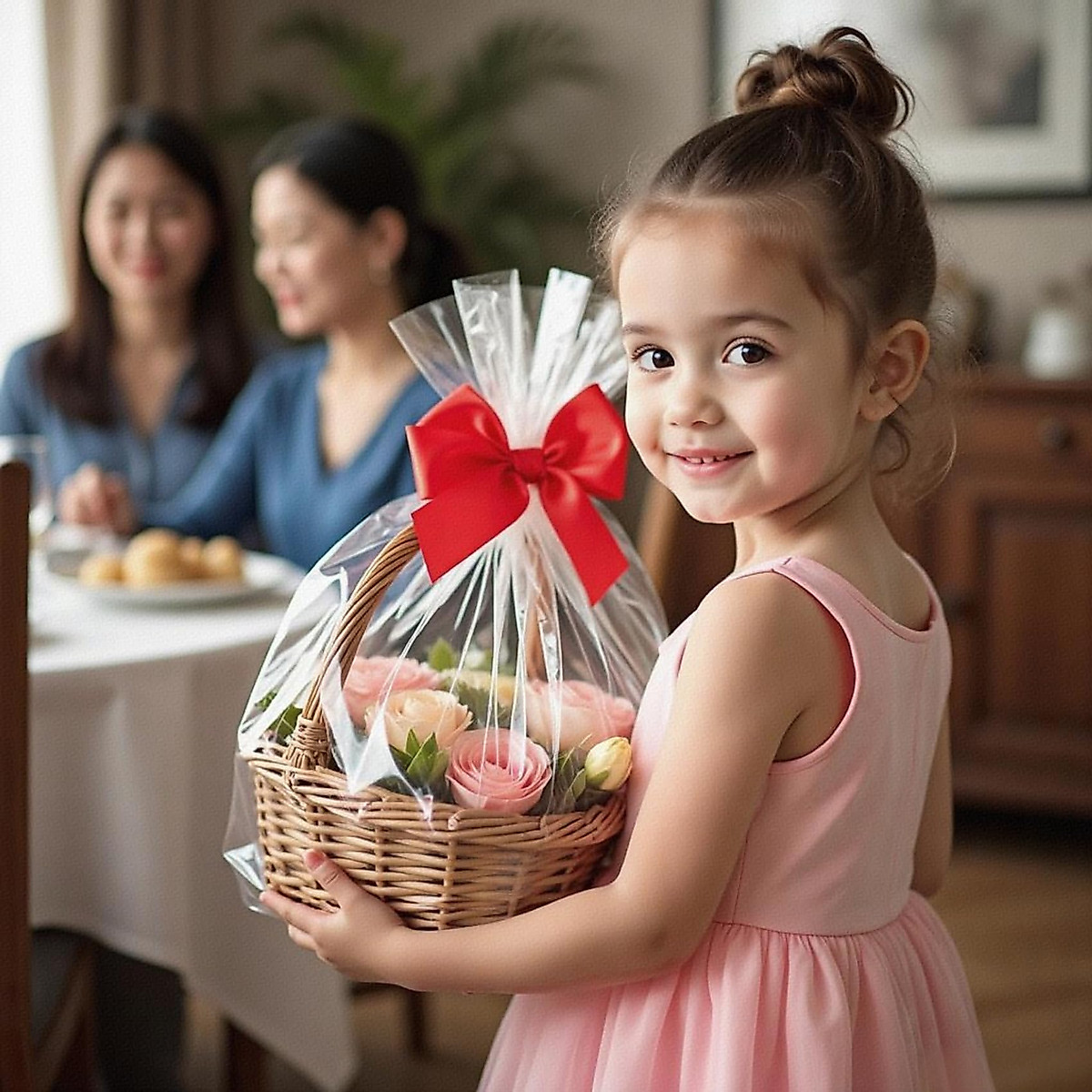 Morepack Cellophane Bags,16x24 Inch 20 PCS Cellophane/Cello Wrap for Gift Baskets, Clear Basket Bags