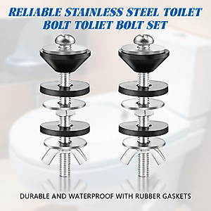 2Pcs Universal Toilet Tank to Bowl Bolts Kit, Waterproof and Rustproof Toilet Bolts,Heavy Duty Bolts,Toilet Tank Replacement Kit with Rubber Washers Gaskets,Wing Nuts and 2.8Inch Stainless Steel Screw