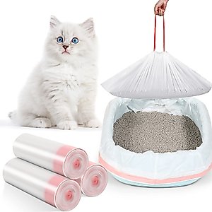30 Count Large Cat Litter Box Liners Drawstring Kitty Litter Pan Box Liners Heavy Duty Cat Litter Bags Thick Cat Litter Box Liners Kitty Litter Bags, 31 x 18 Inch
