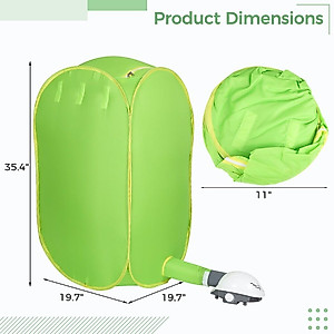 Portable Clothes Dryer, 800W Portable Dryer for Apartments, Foldable Drying Machine for Home Travel, Multifunctional Dryer Kit with Clothes Hangers, Green