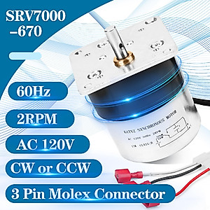 SRV7000-670 Auger Feed Motor Compatible with Pelpro and Pleasant Hearth Pellet Stoves, 2RPM Auger Motor