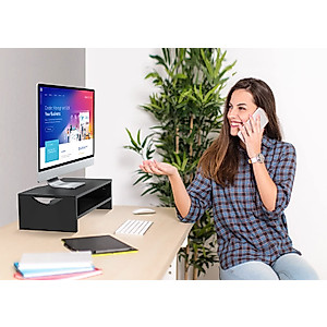 Zimilar Dual Monitor Stand Riser, Monitor Stand with Adjustable Length and Angle Monitor Stand Riser, 2 Tiers Laptop Computer Monitor Riser for PC Screen