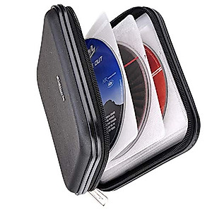 XiongYe CD DVD Wallet, 32 Capacity Heavy Duty, DVD CD Case Holder for Car, Portable DVD/VCD Storage Disk, Hard Shell Sturdy case , Car CD Disk Holder, Booklet, Blu-ray Wallet (32 Capacity,Black)