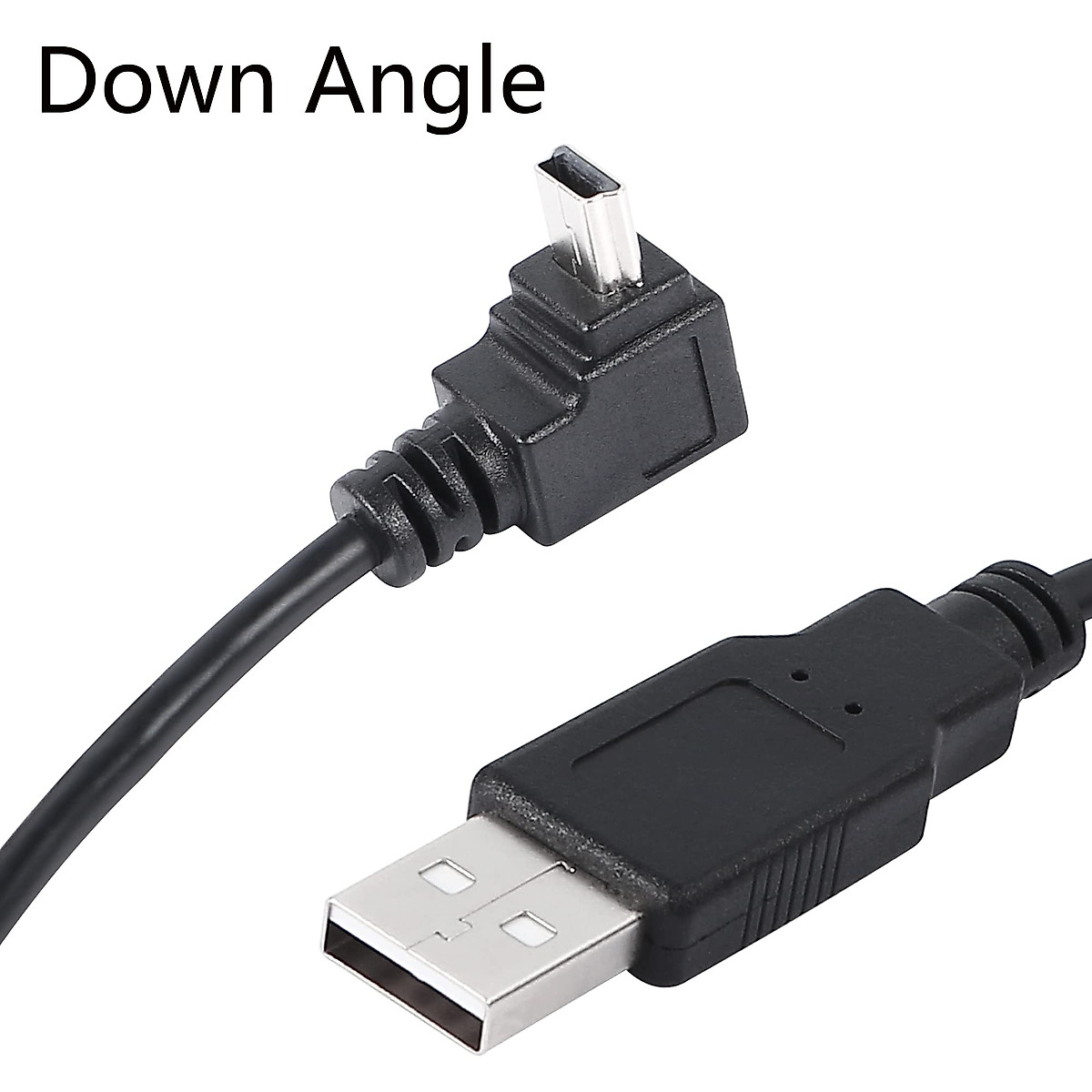 CERRXIAN 9.8FT 90 Degree Mini USB Cable, Angle Mini USB B Male to USB A 2.0 Male Data Sync and Charging Cable for Garmin Nuvi GPS,Canon,Dash Cam (3m, Black Down Angle)