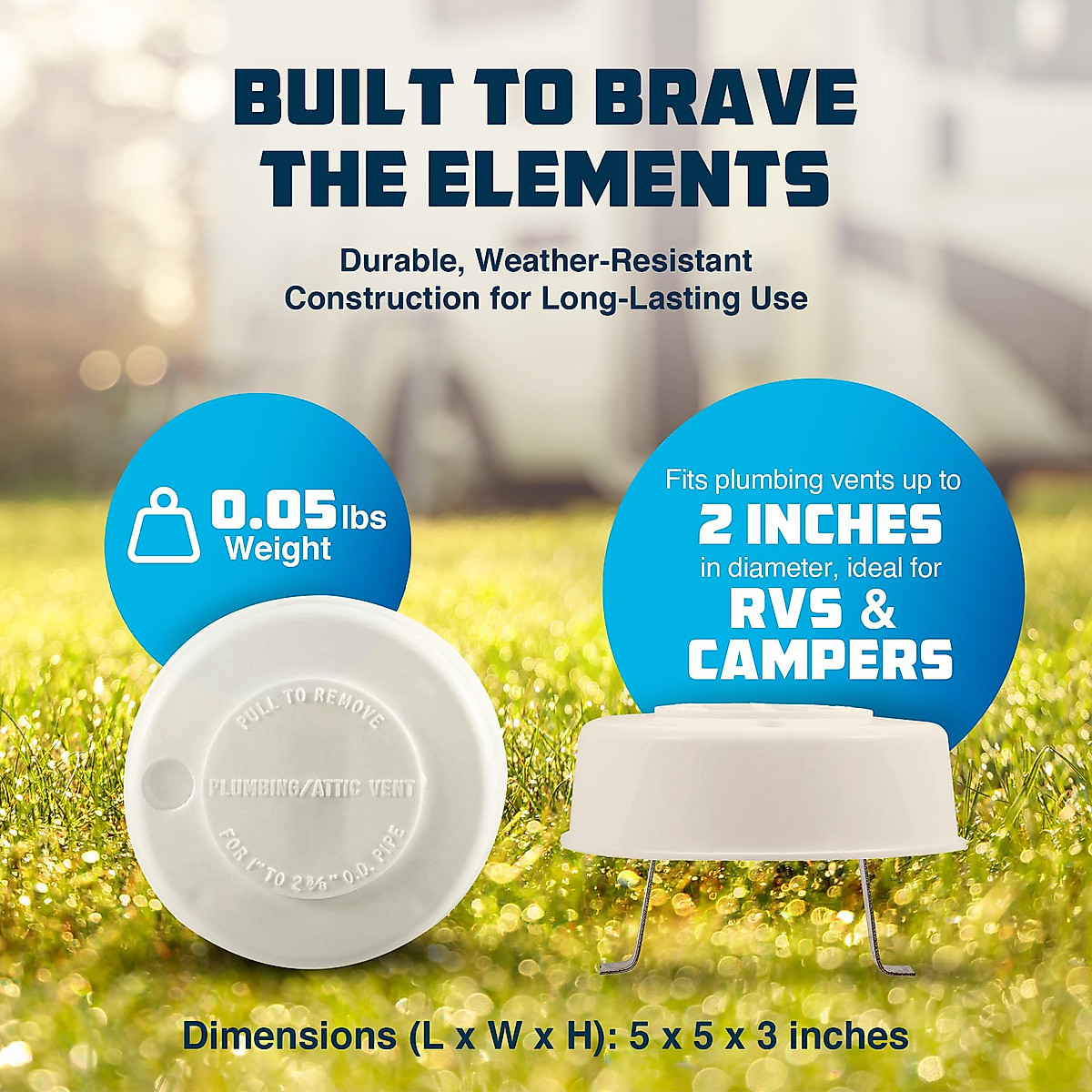 Camco 40034 Replacement Plumbing Vent Cap (Polar White)